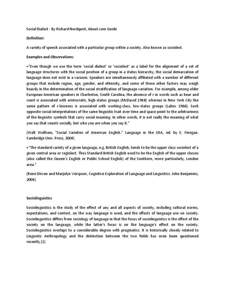 Social Dialect | PDF | Sociolinguistics | Museology