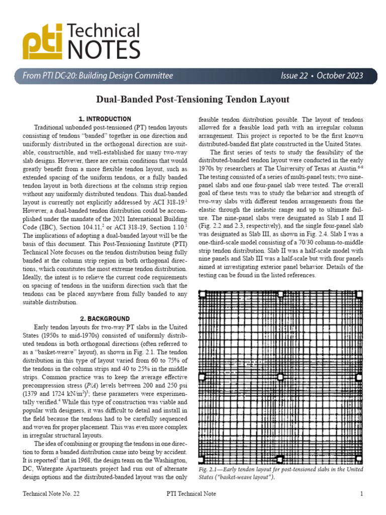 PTI TN 22 Dual-Banded Post-Tensioning Tendon Layout | PDF | Prestressed ...