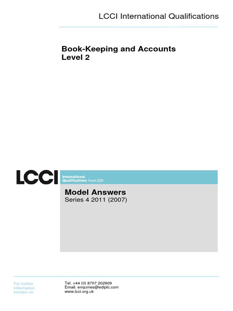 Book Keeping and Accounts Model Answer Series 2 2011 | PDF | Valuation ...