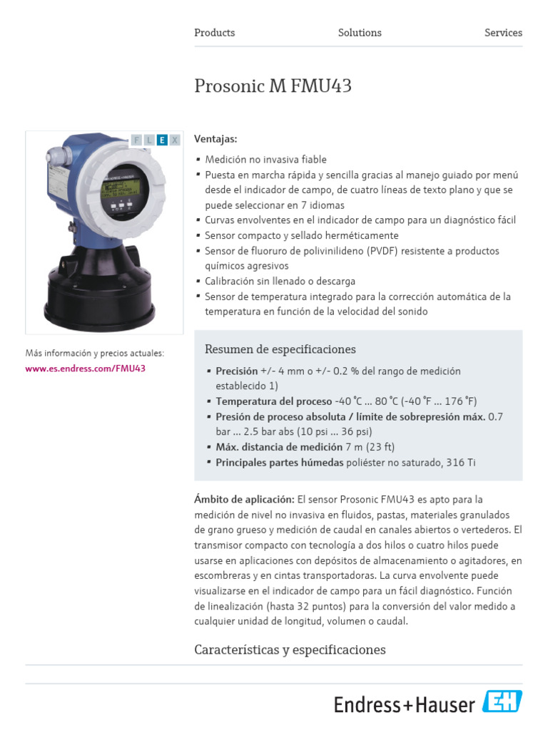 Endress-Hauser Prosonic M FMU43 ES | PDF | Medición | Sensor