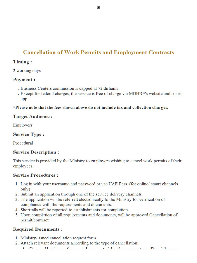 Cancellation of Work Permits and Employment Contracts | PDF