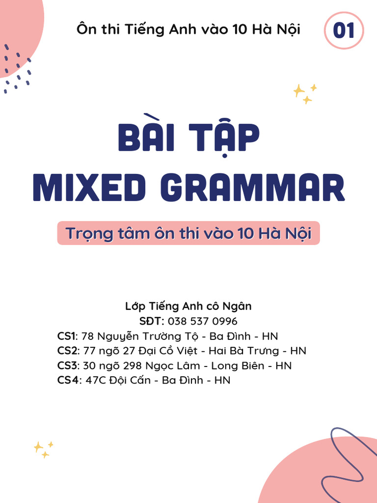 BÀI TẬP MIXED GRAMMAR - 01 | PDF | Vietnamese People | Vietnam