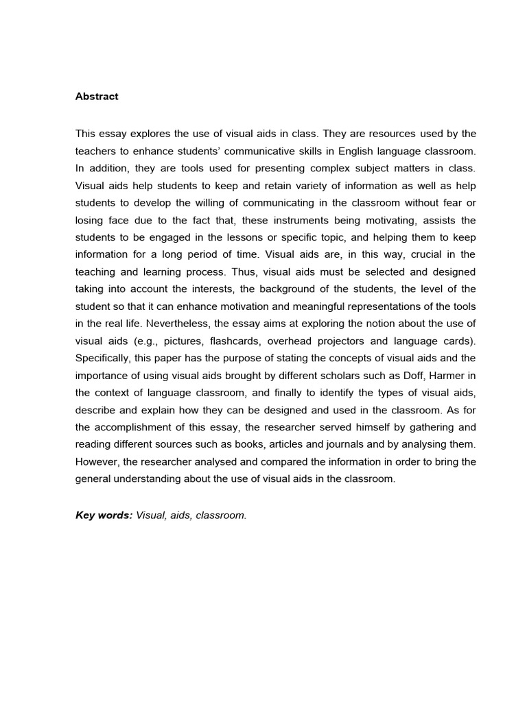 Using Visual Aids Essay | PDF | Teachers | Learning
