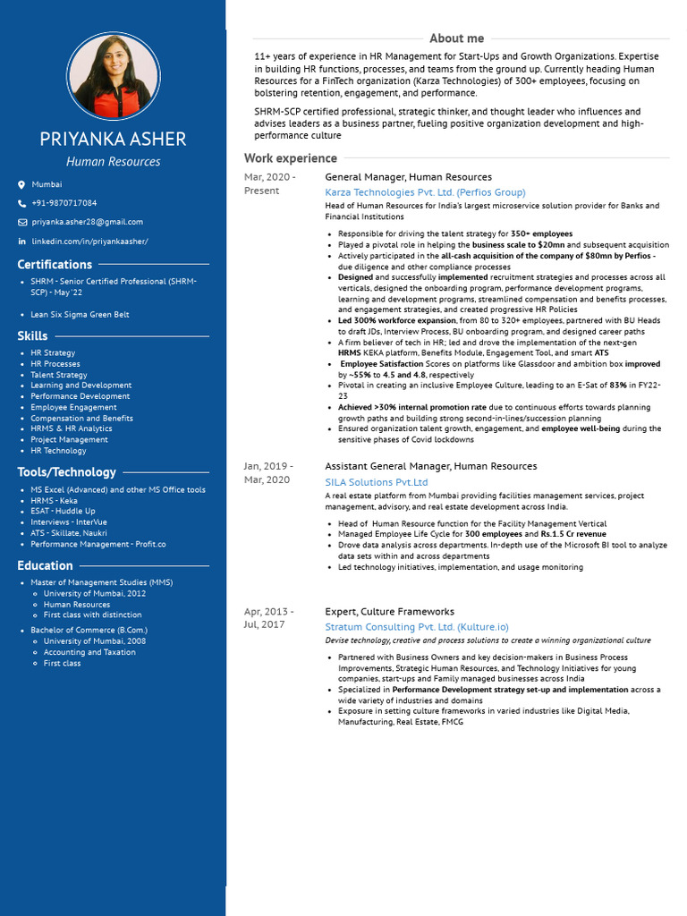 Priyanka Asher Resume Sep23 | PDF | Human Resources | Business
