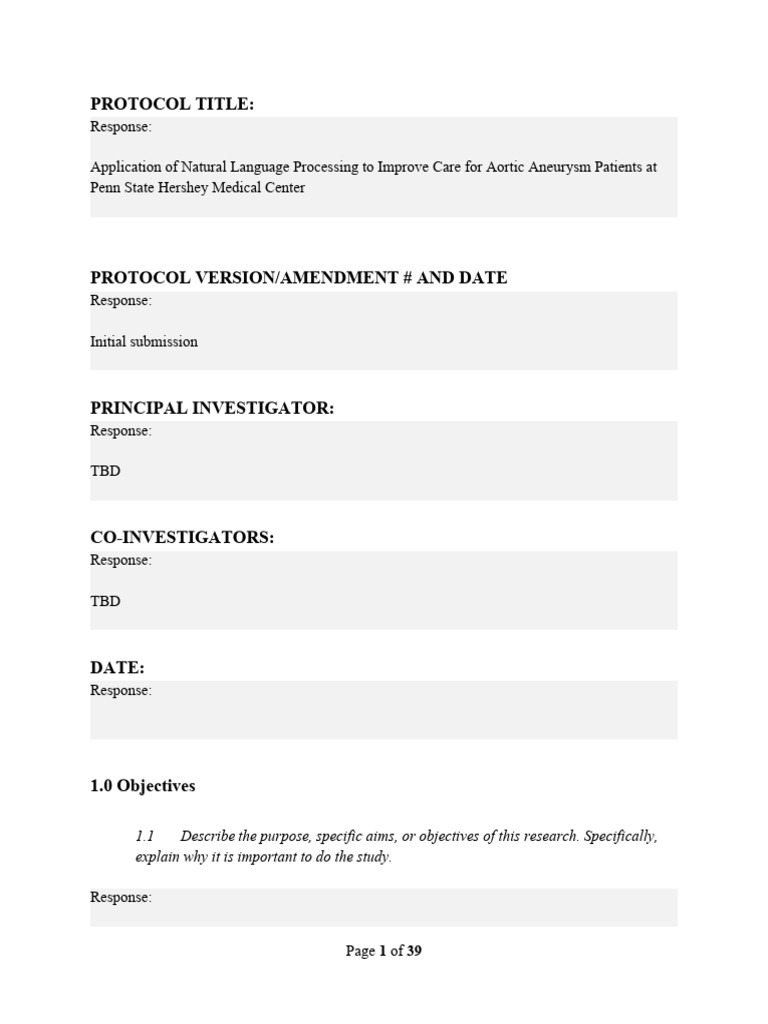 IRB Proposal - PSU Aorta NLP Project | PDF | Medical Imaging | Electronic Health Record
