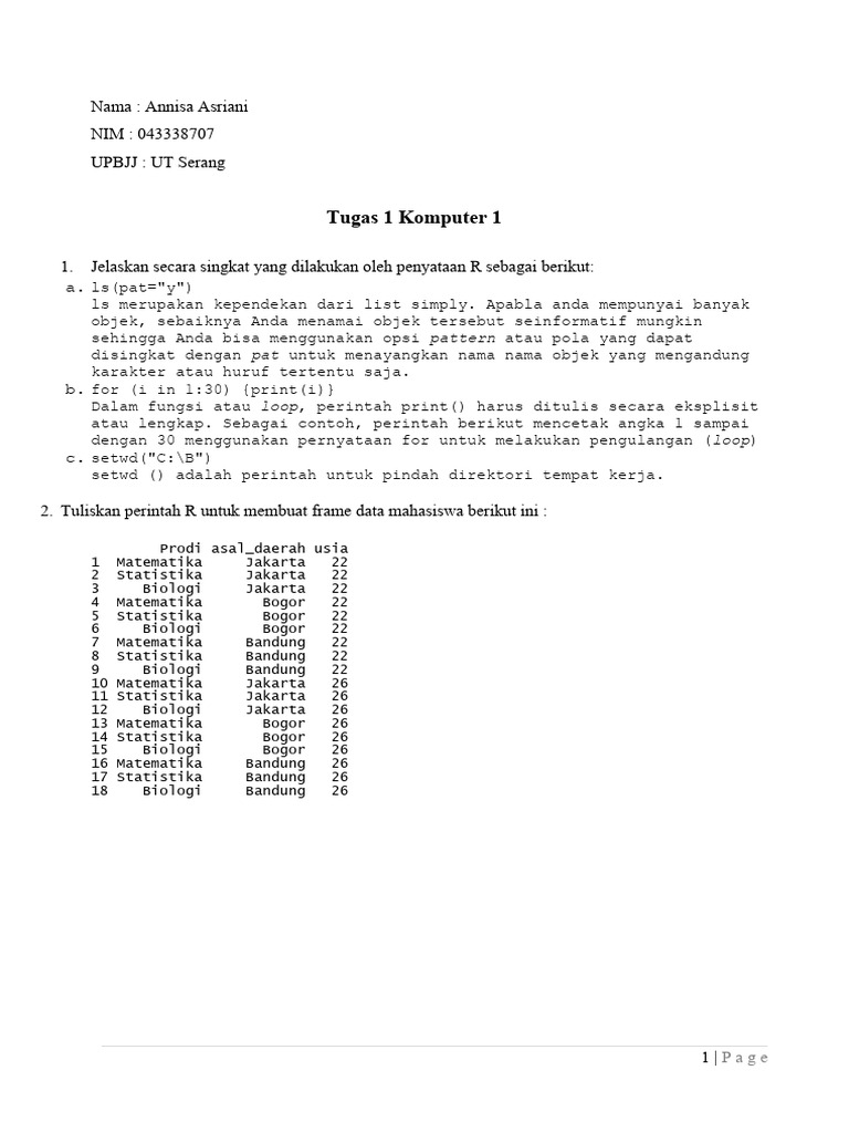 Panduan R: Perintah Dasar dan Data Frame | PDF | Metode & Bahan Ajar