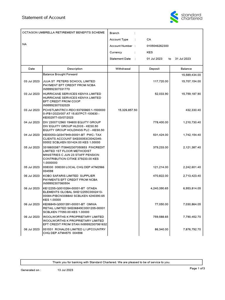 Standard Chartered Account Statement | PDF | Payments | Private Sector