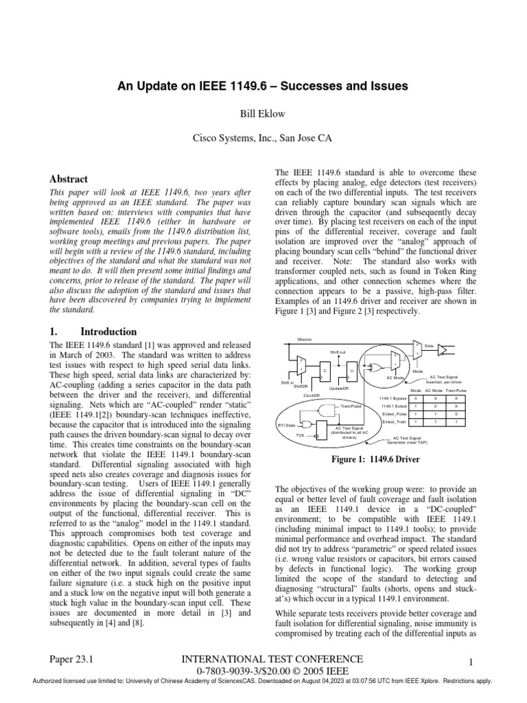 An Update On IEEE 1149.6 - Successes and Issues | PDF | Formal Verification | Electronic Filter