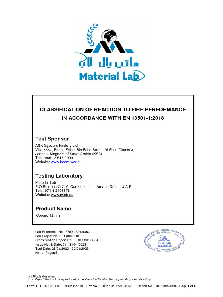 Certificates Cement Board | PDF | Materials | Building Engineering