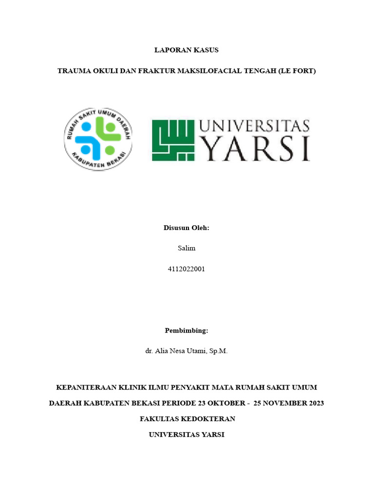 Trauma Okuli dan Fraktur Le Fort | PDF