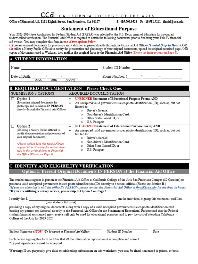 Financial Aid Verification Guide | PDF | Identity Document | Notary Public