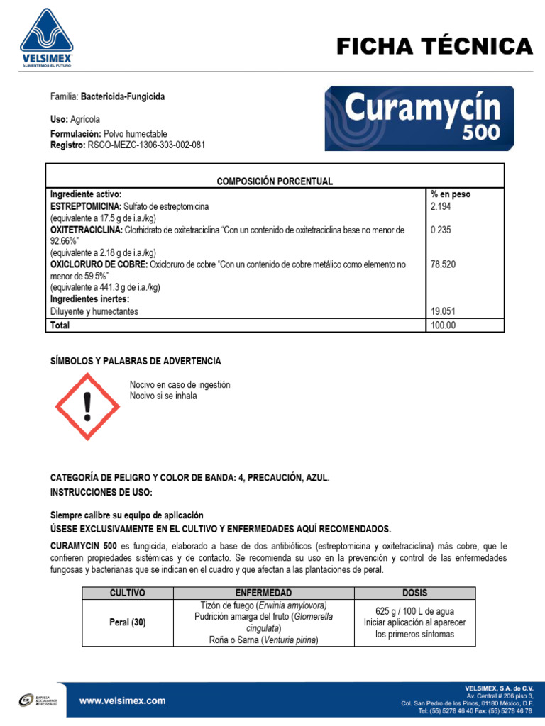 Curamycin 500: Fungicida y Bactericida | PDF | Vómitos | Agua
