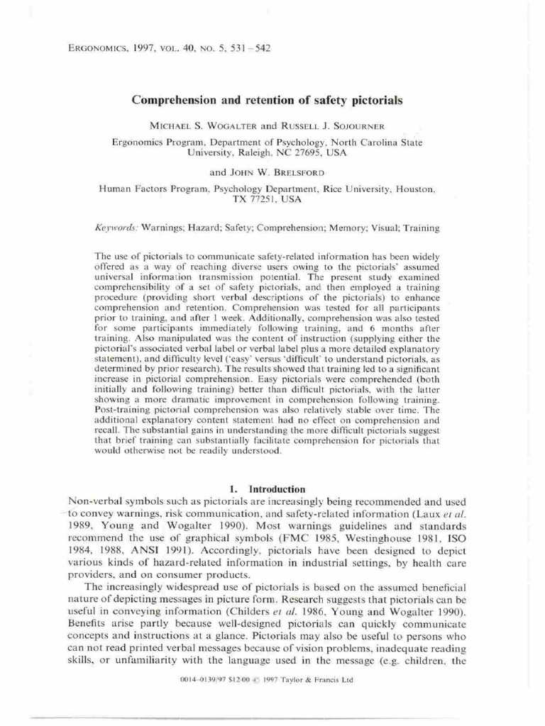 Comprehension and Retention of Safety Pi | PDF