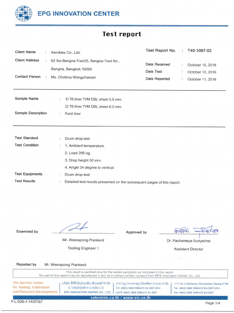 T40-1087-02 Drum drop test | PDF