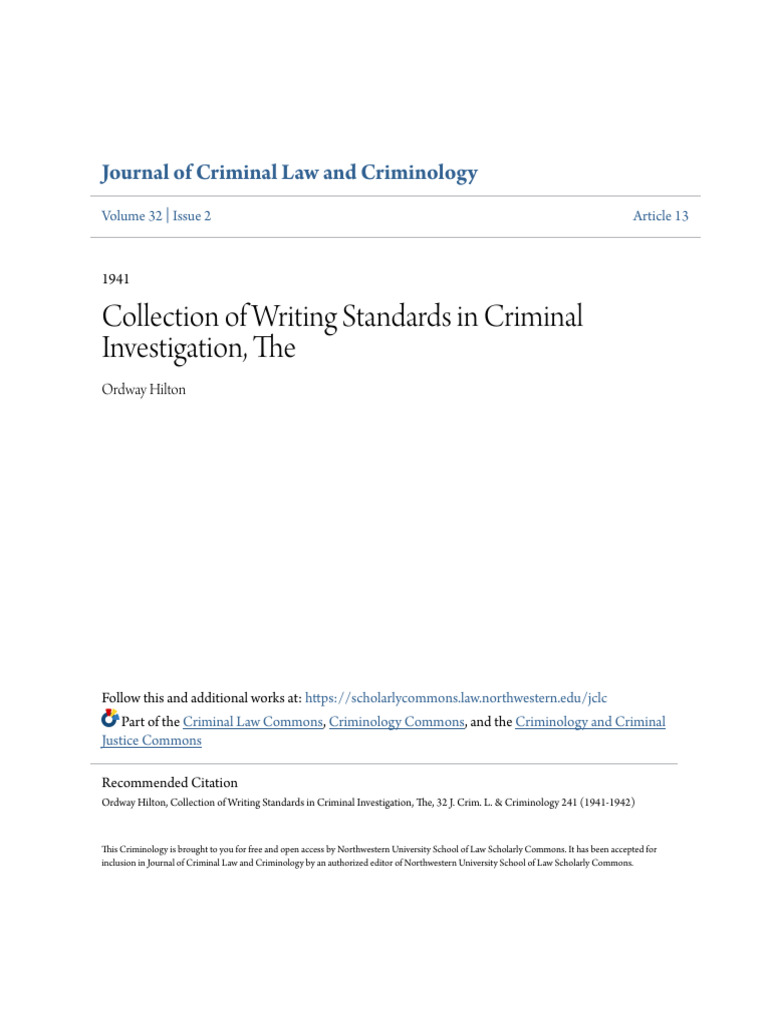 Collection of Writing Standards in Criminal Investigation The | PDF ...