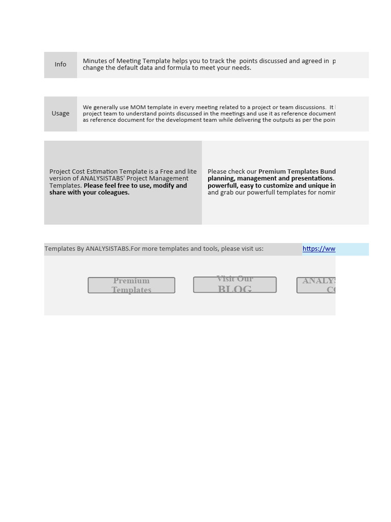 MOM Template | PDF | Microsoft Excel | Computing