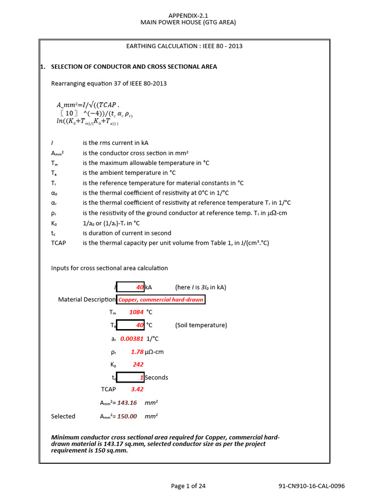 Ieee80 Step and Touch Calculation | PDF | Electrical Resistivity And Conductivity | Applied And ...