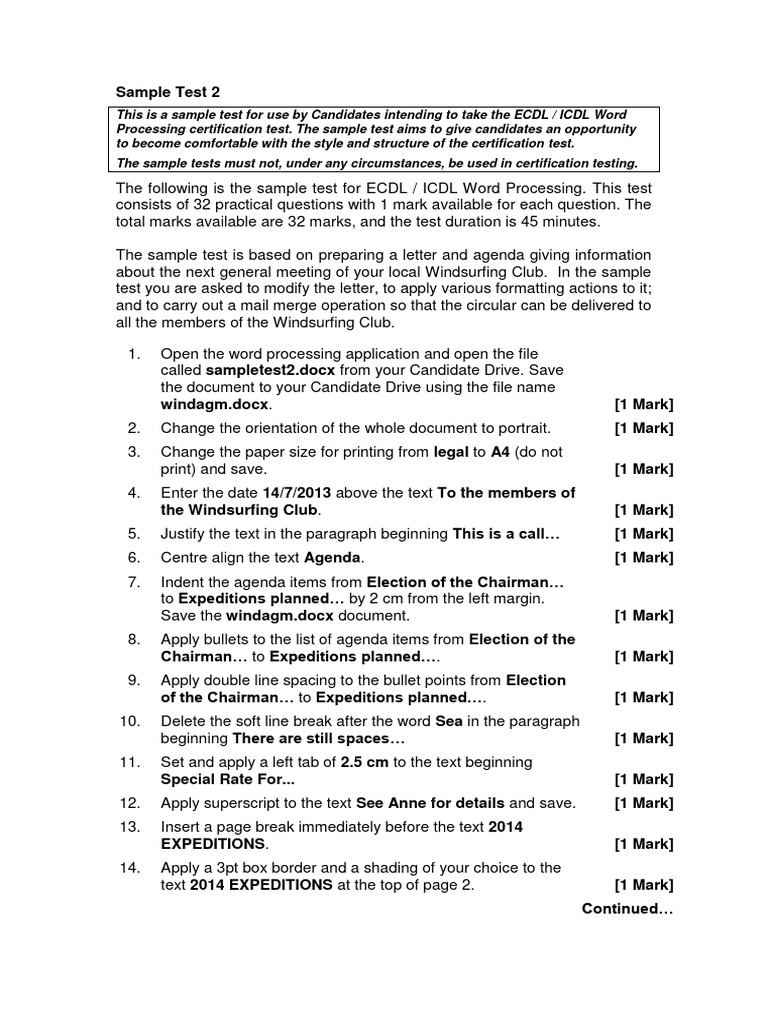 Sample Test 2 | PDF | Computing | Written Communication
