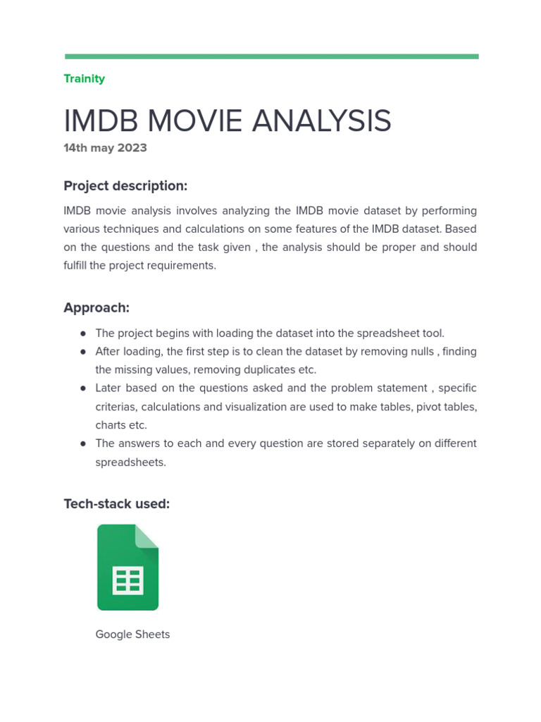IMDB Movie Analysis Report | PDF | Spreadsheet | Information Retrieval
