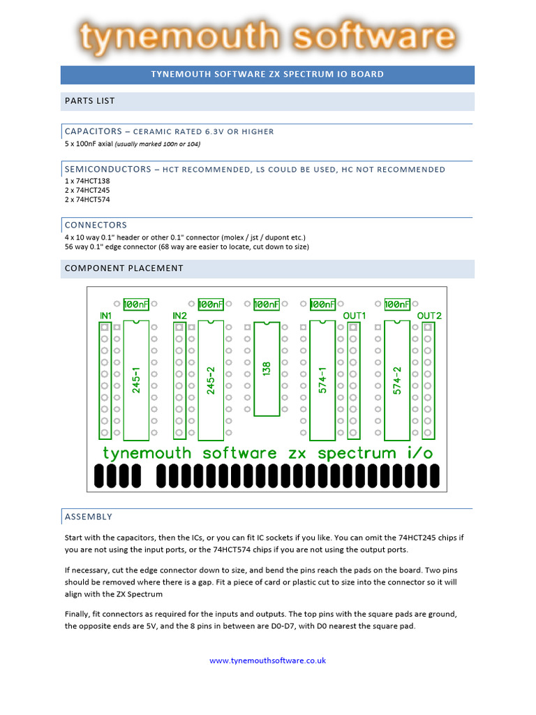 ZX Spectrum IO Board Guide | PDF | Input/Output | Electrical Connector