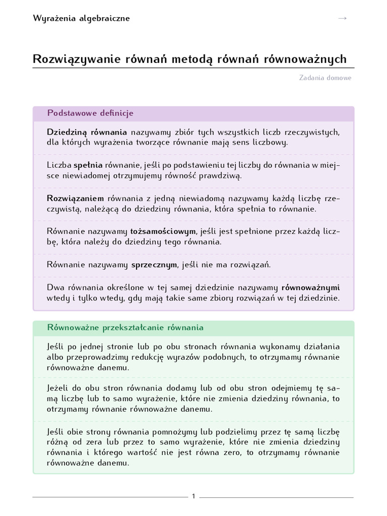 3 01 Rozwiazywanie Rownan-1 | PDF
