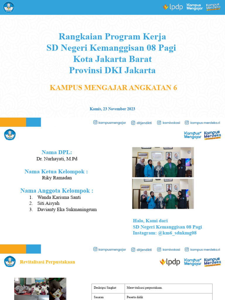 Program Kerja SD Kemanggisan 08 Pagi | PDF