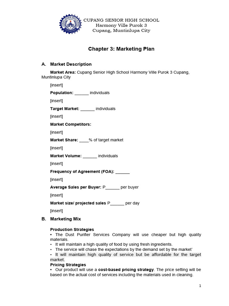 Cupang Senior High School Marketing Plan | PDF | Public Sphere ...
