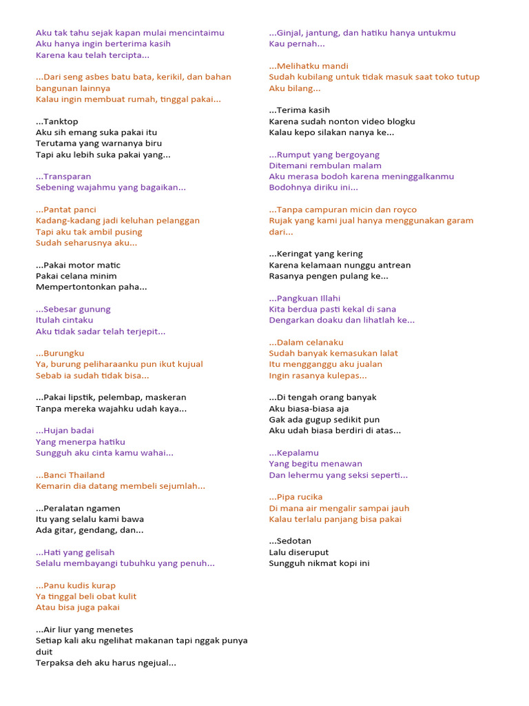 Puisi Lucu Berantai untuk Anak Alay | PDF | Griya & Taman