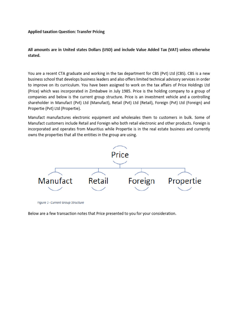 Transfer Pricing Class Practice Question | PDF | Lease | Taxes