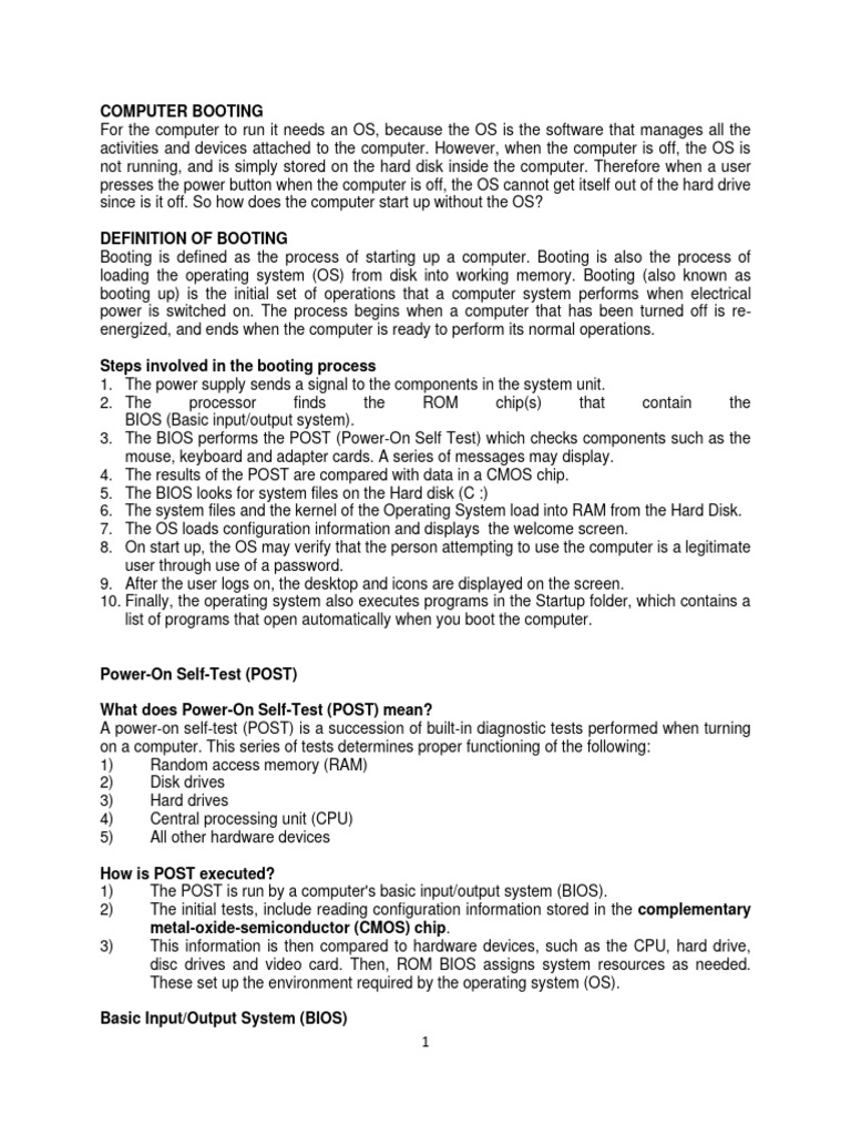 Booting Prossec System Startup | PDF | Installation (Computer Programs) | Bios