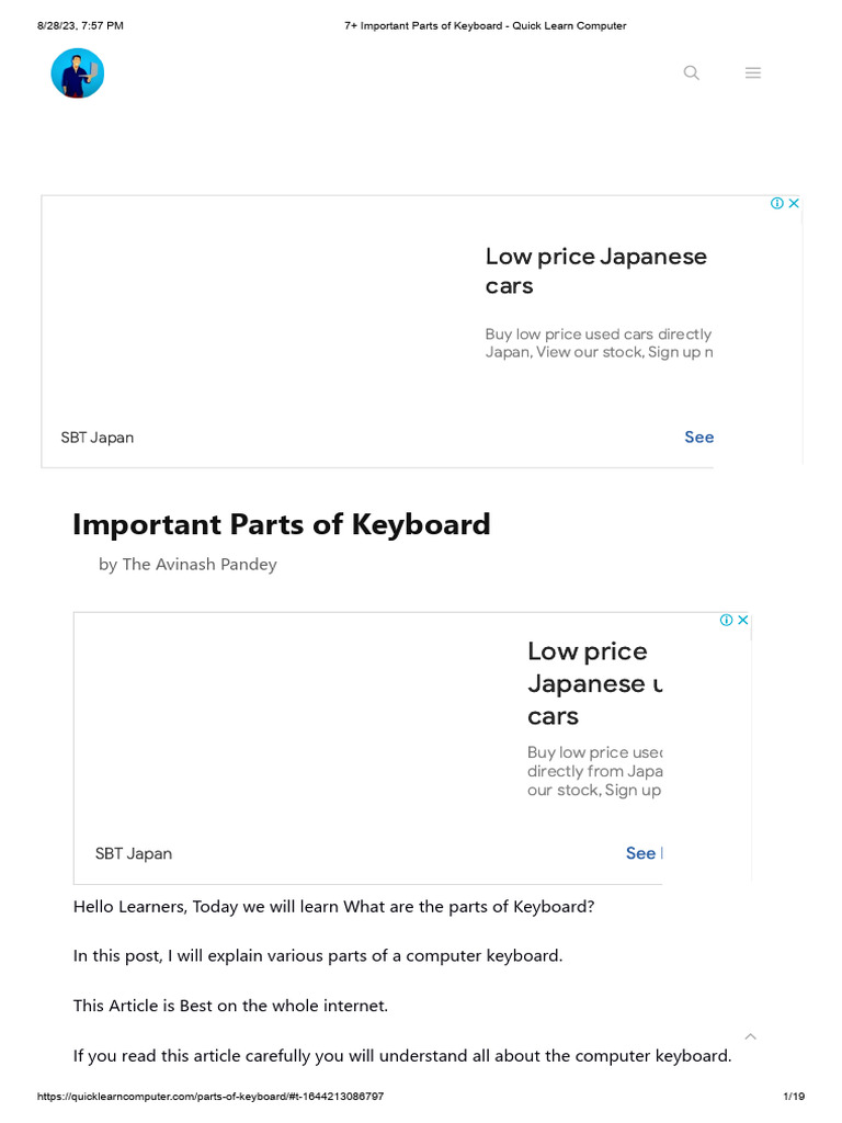 7+ Important Parts of Keyboard - Quick Learn Computer | PDF | Computer Keyboard | Computing