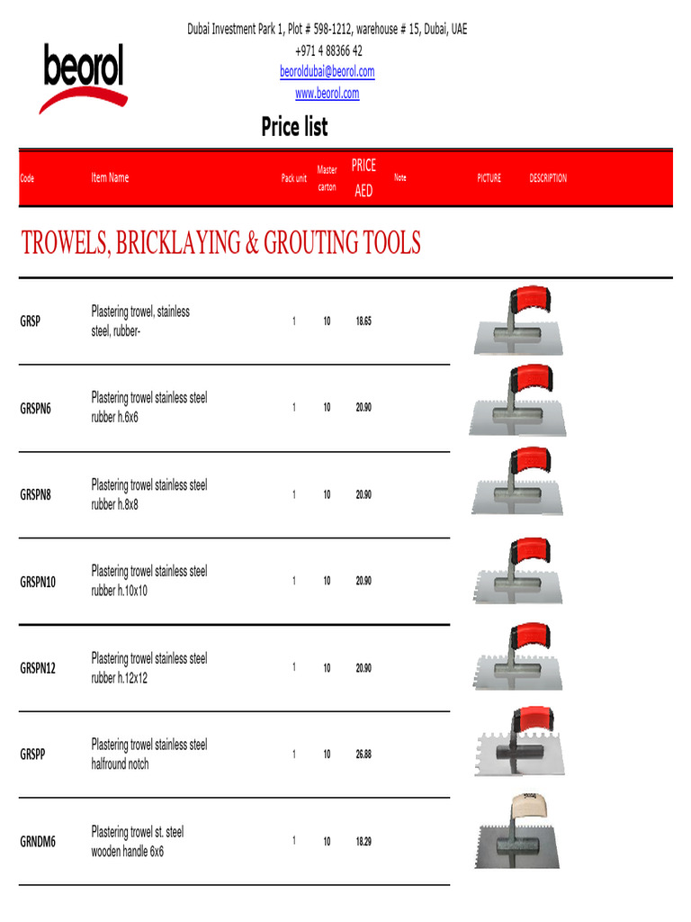 Beorol Uae Price List General | PDF | Secondary Sector Of The Economy ...
