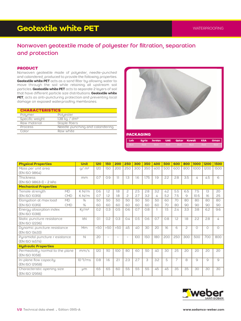Geotextile White PET 02 | PDF | Nonwoven Fabric | Physical Sciences