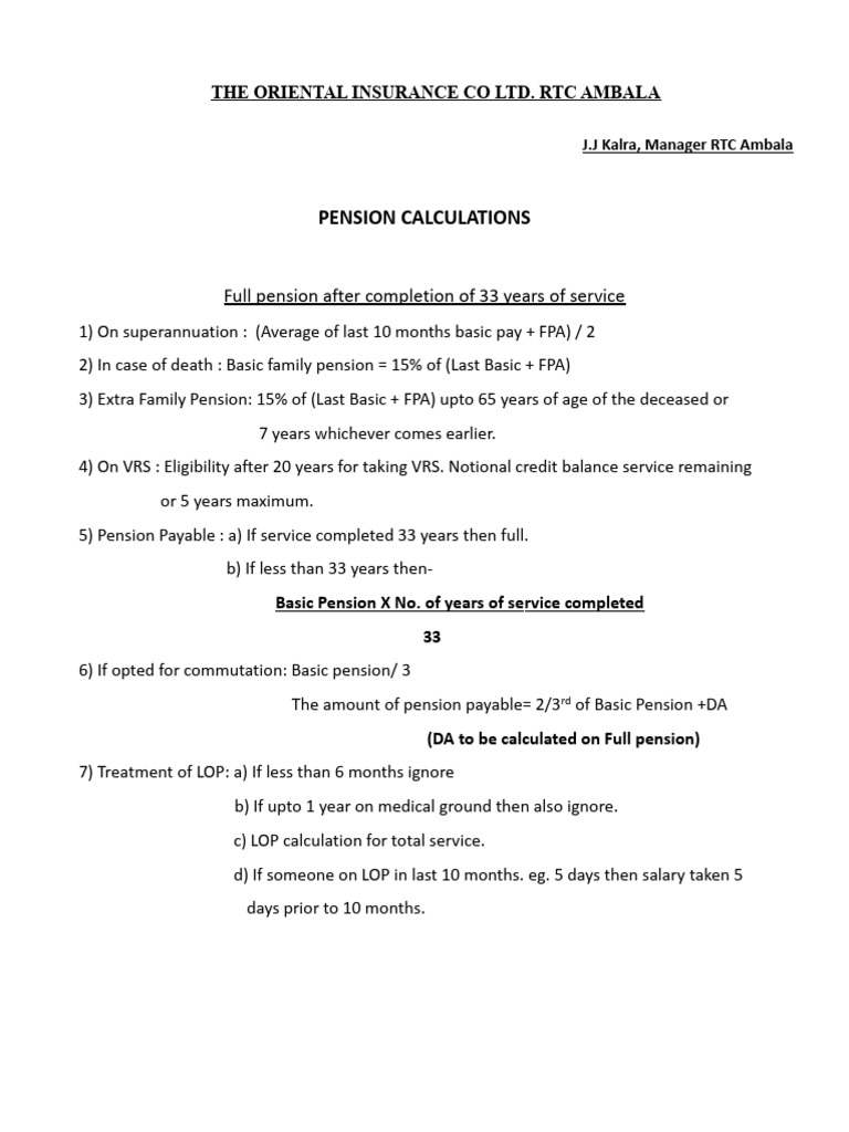 Pension and Gratuity Calculation Guide | PDF | Pension | Employee Benefits