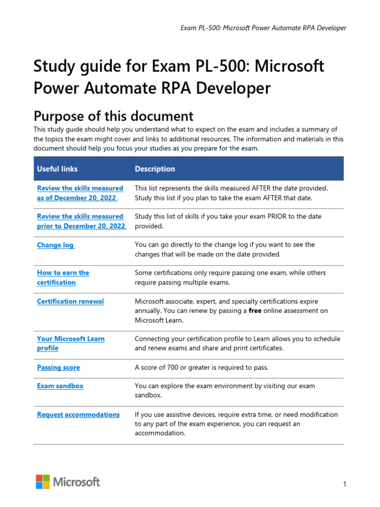 PL-500 Study Guide for RPA Developer Exam | PDF | Automation | Cloud ...