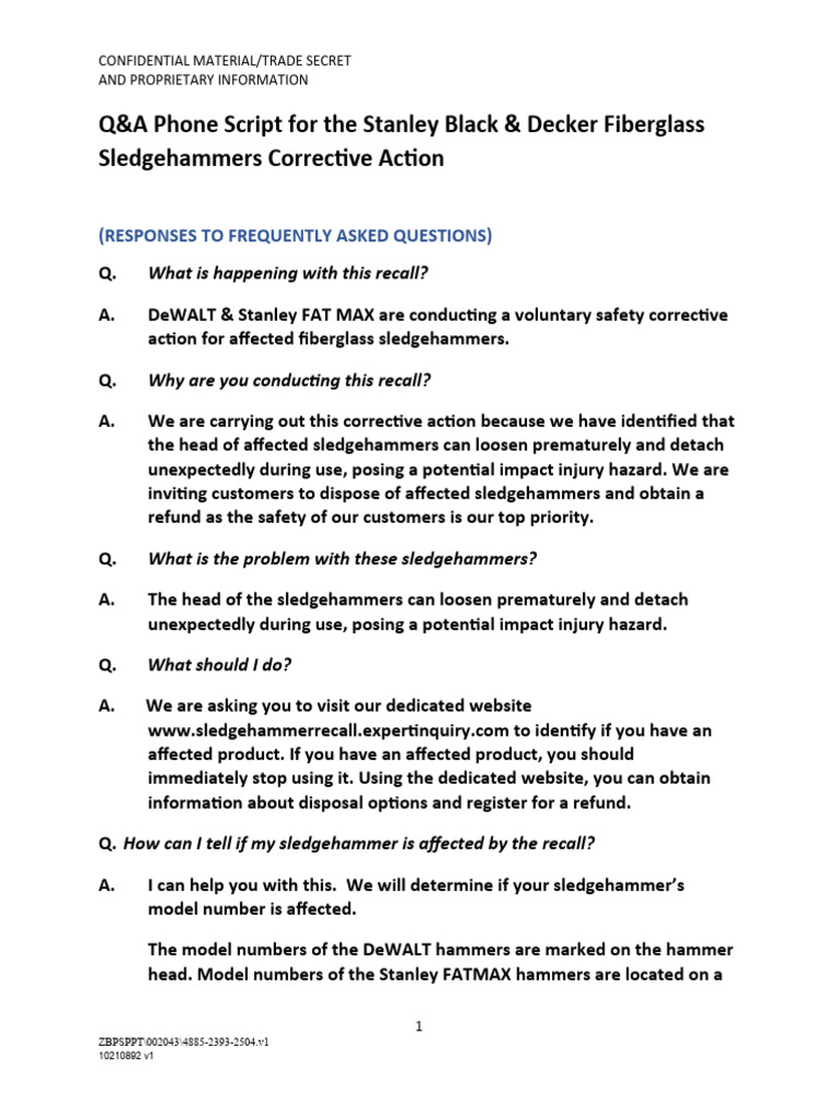 Hammer Activity - Script For Service Centres 04.06.23 - Cooley Comments ...