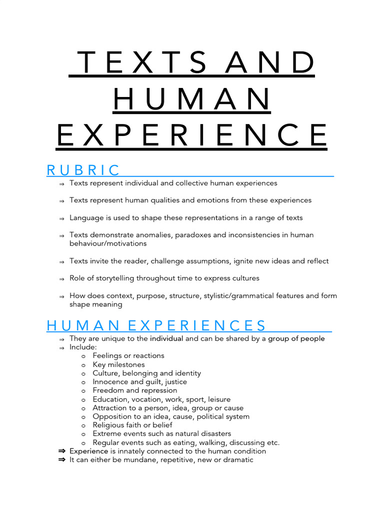 Texts and Human Experiences Rubric | PDF | The Tempest | Idea