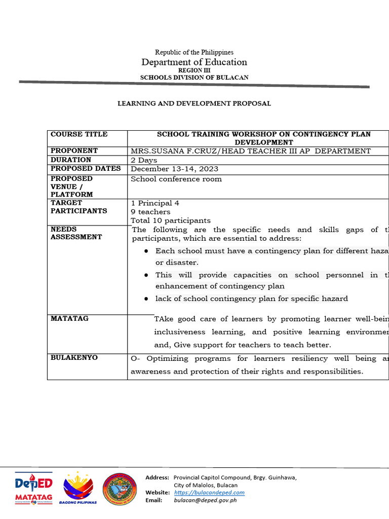 PROPOSAL Plan DRRM | PDF | Emergency Management | Risk