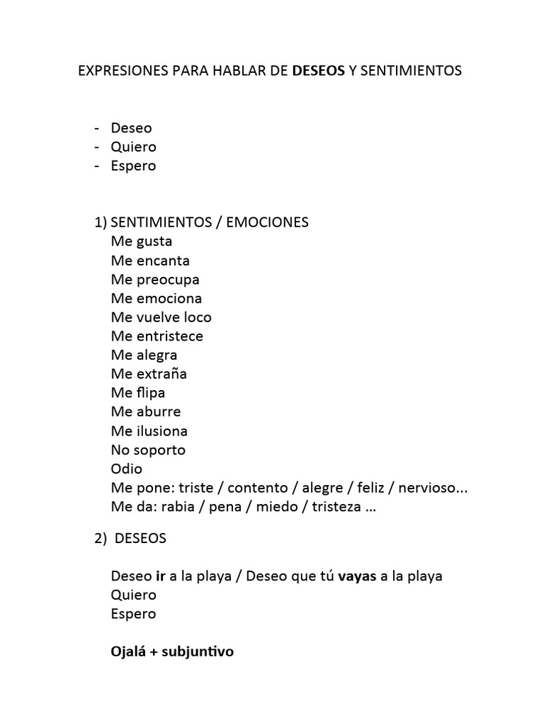 Expresiones para Hablar de Deseos | PDF