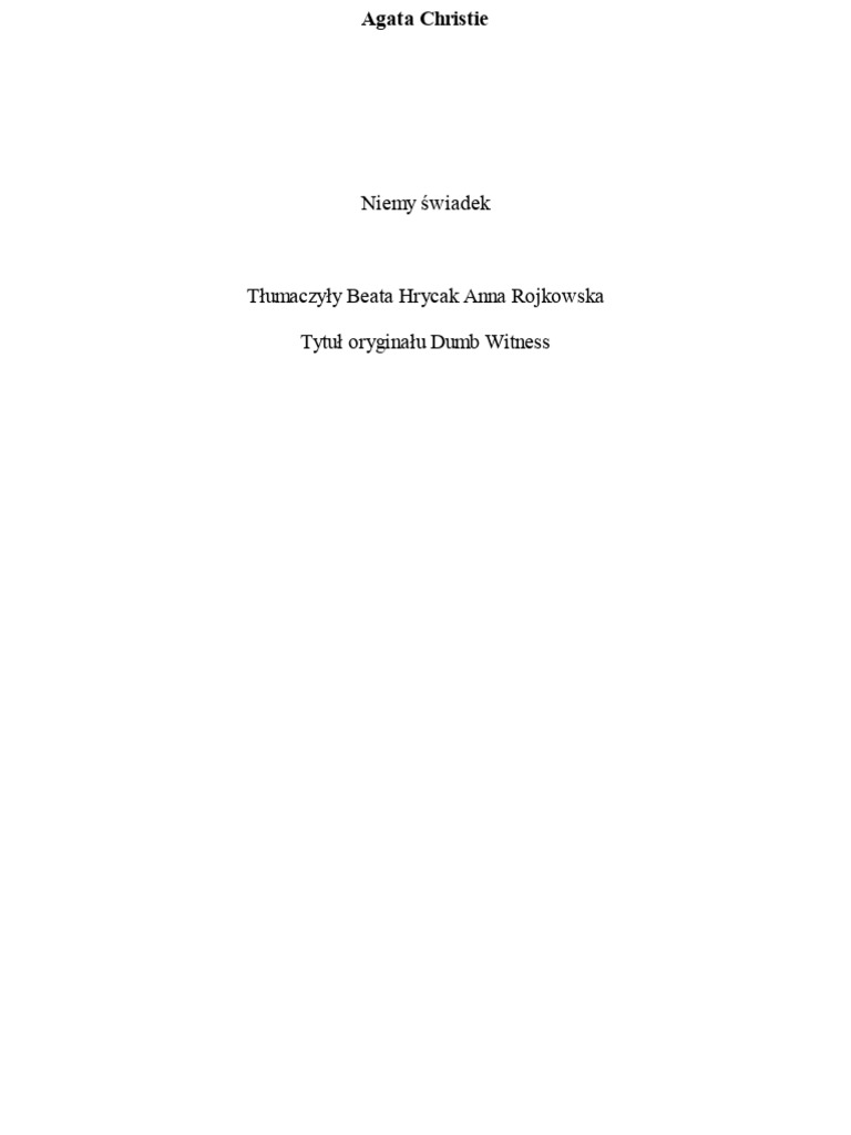 Christie Agatha - Niemy Świadek | PDF
