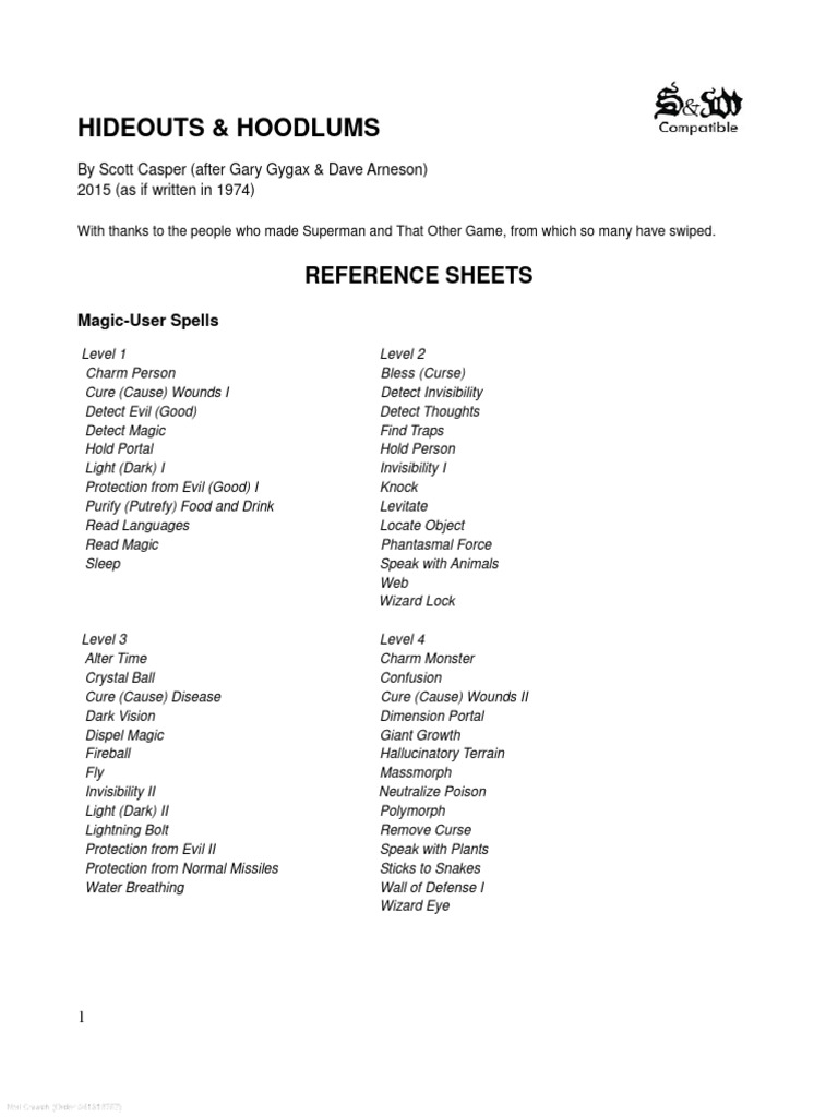 Reference Sheets | PDF | Magician (Fantasy)