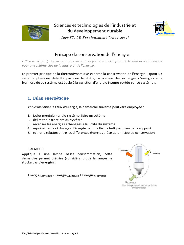 Conservation de l'énergie en physique | PDF | Puissance (physique ...