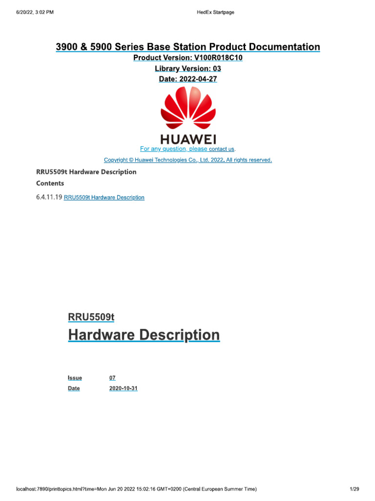 RRU5509t Hardware Description | PDF