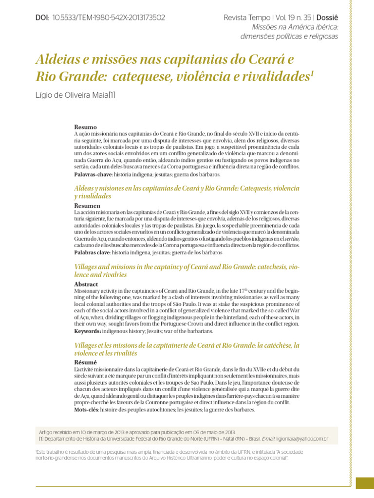 Aldeias_e_missoes_nas_capitanias_do_Cear | PDF | Brasil | Povos indígenas