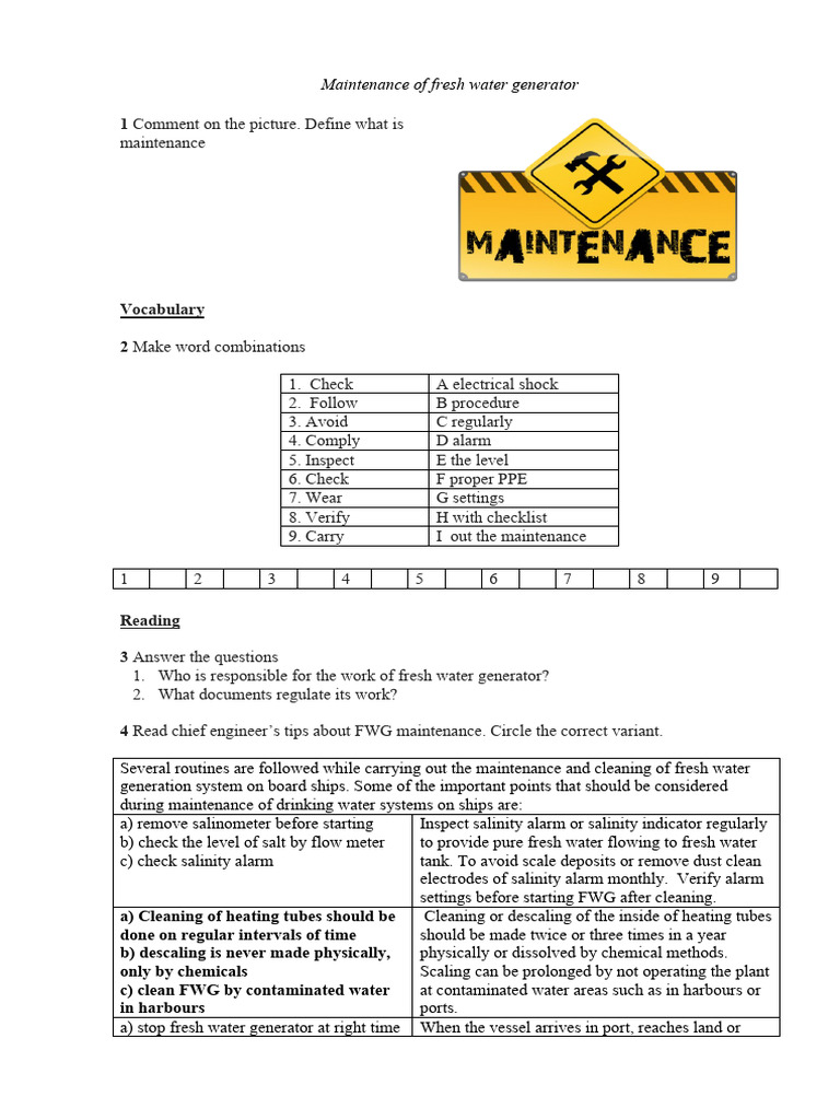 Fresh Water Generator Maintenance Guide | PDF | Water | Fresh Water