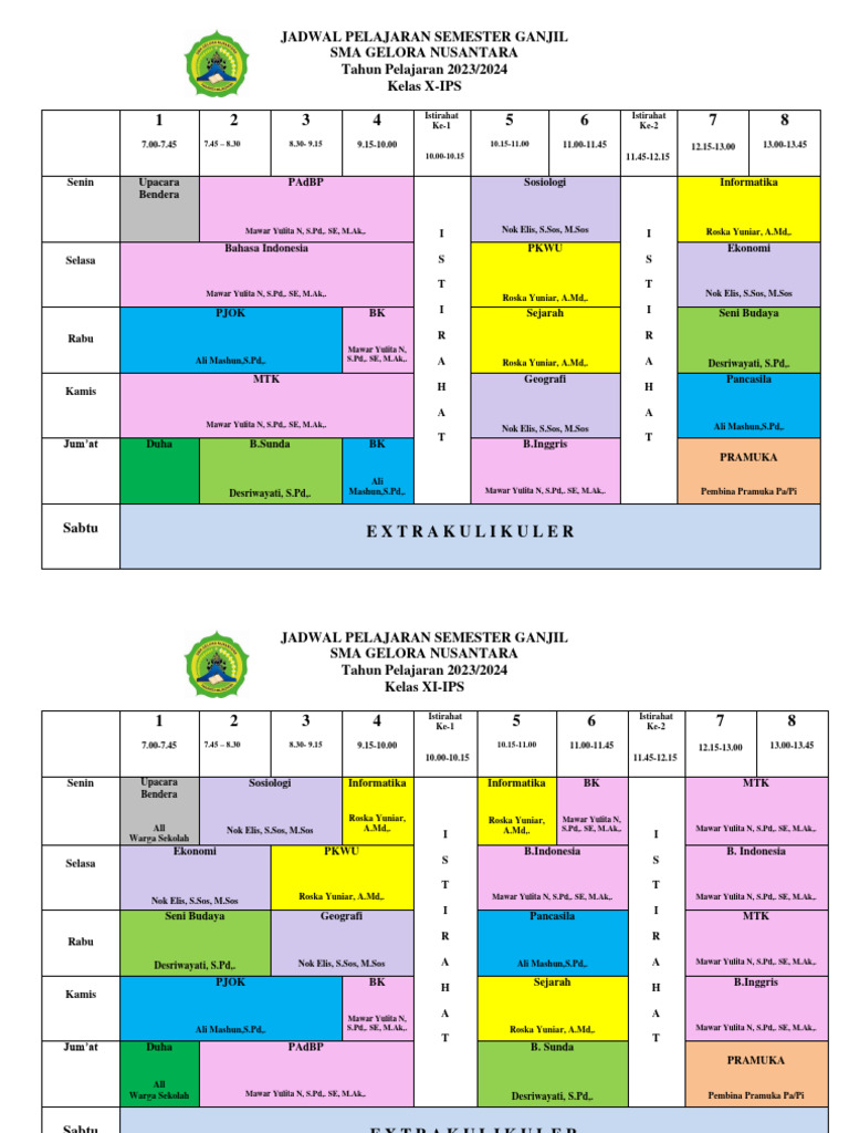 Jadwal KBM Ta 2023-2024 | PDF