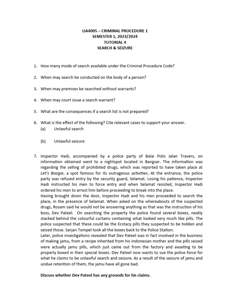 Search and Seizure in Criminal Procedure | PDF | Search Warrant ...