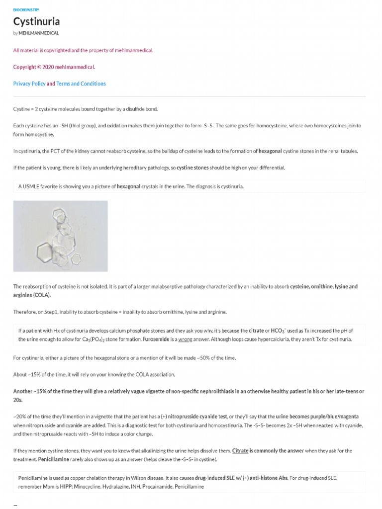 Cystinuria | PDF