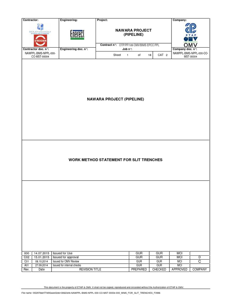 Nawppl Bims NPPL 000 Co MST 00004 000 Wms For Slit Trenches | PDF ...