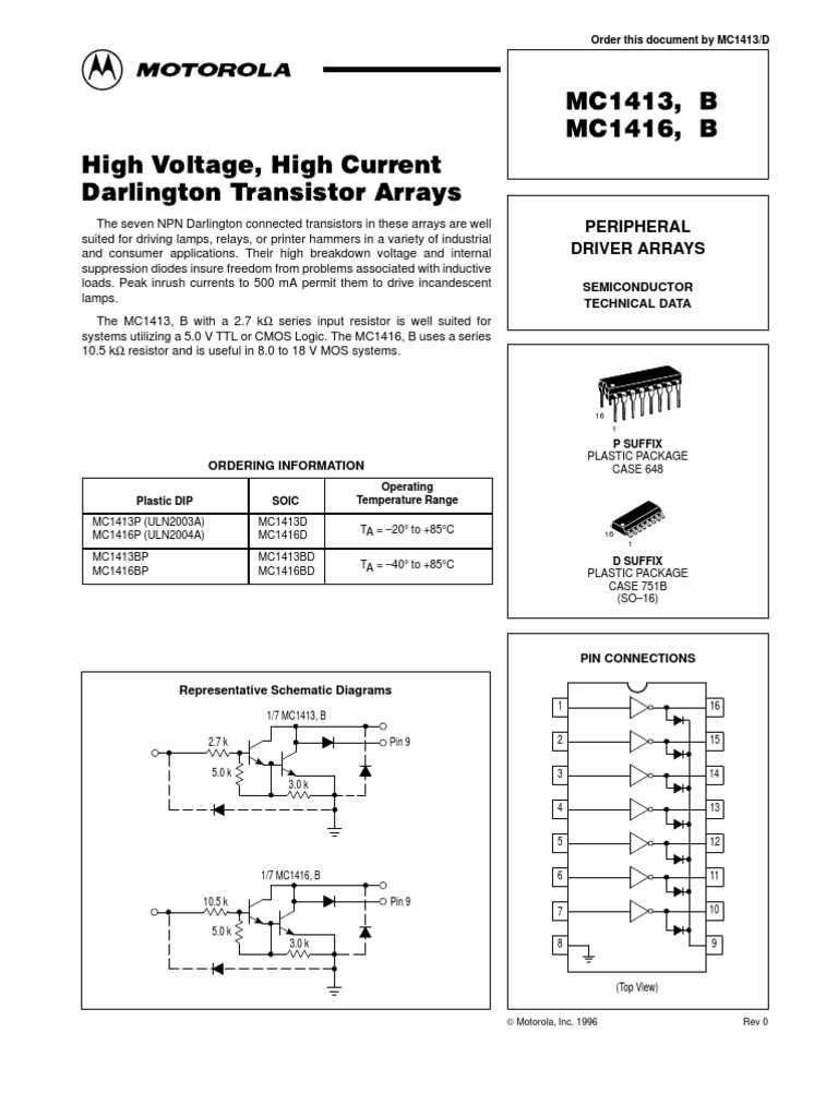 MC1413P | PDF | Electronic Circuits | Electrical Components